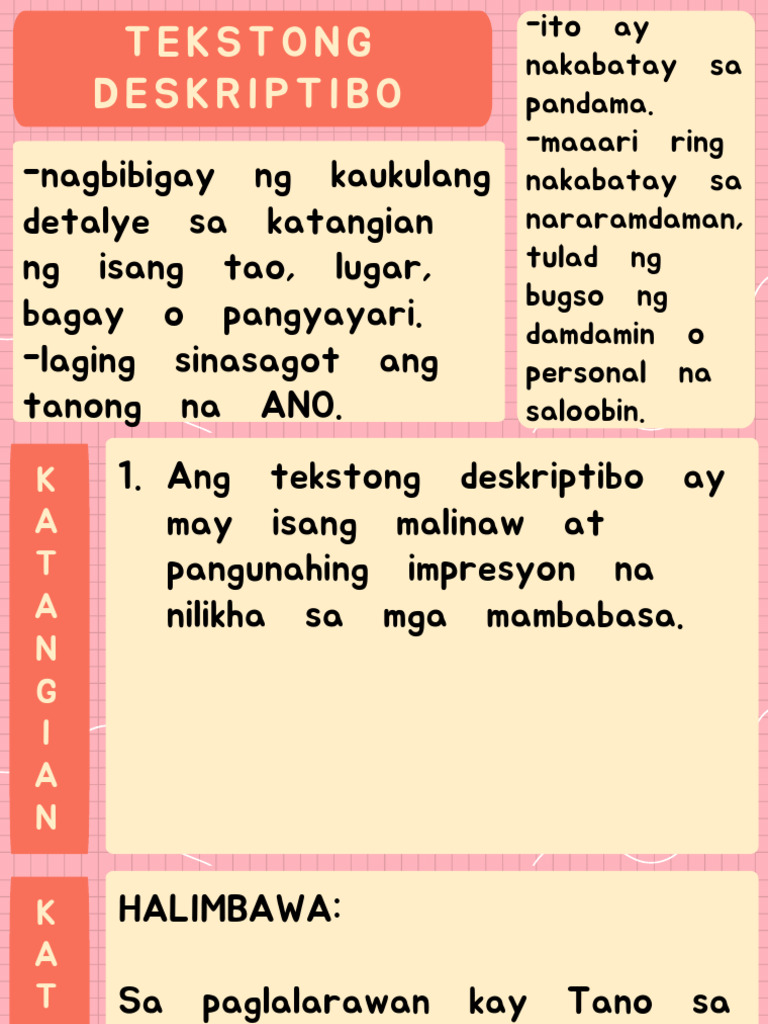 Day 5 Tekstong Deskriptibo | PDF