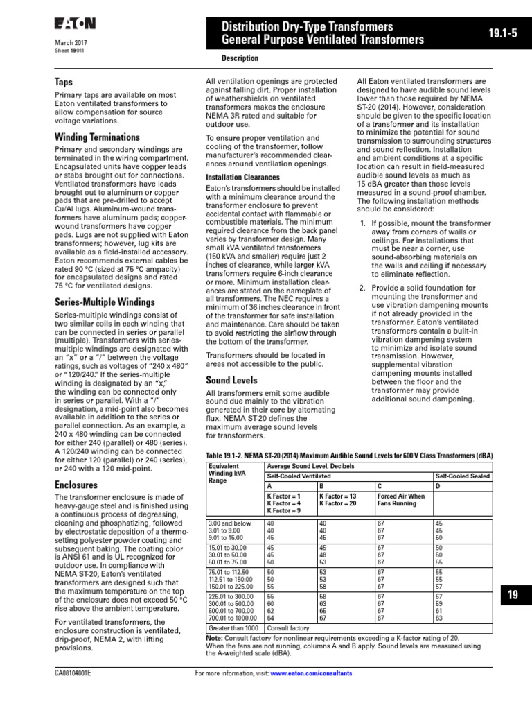 Transformer Noise Level DB - 2 | PDF | Transformer | Ventilation ...