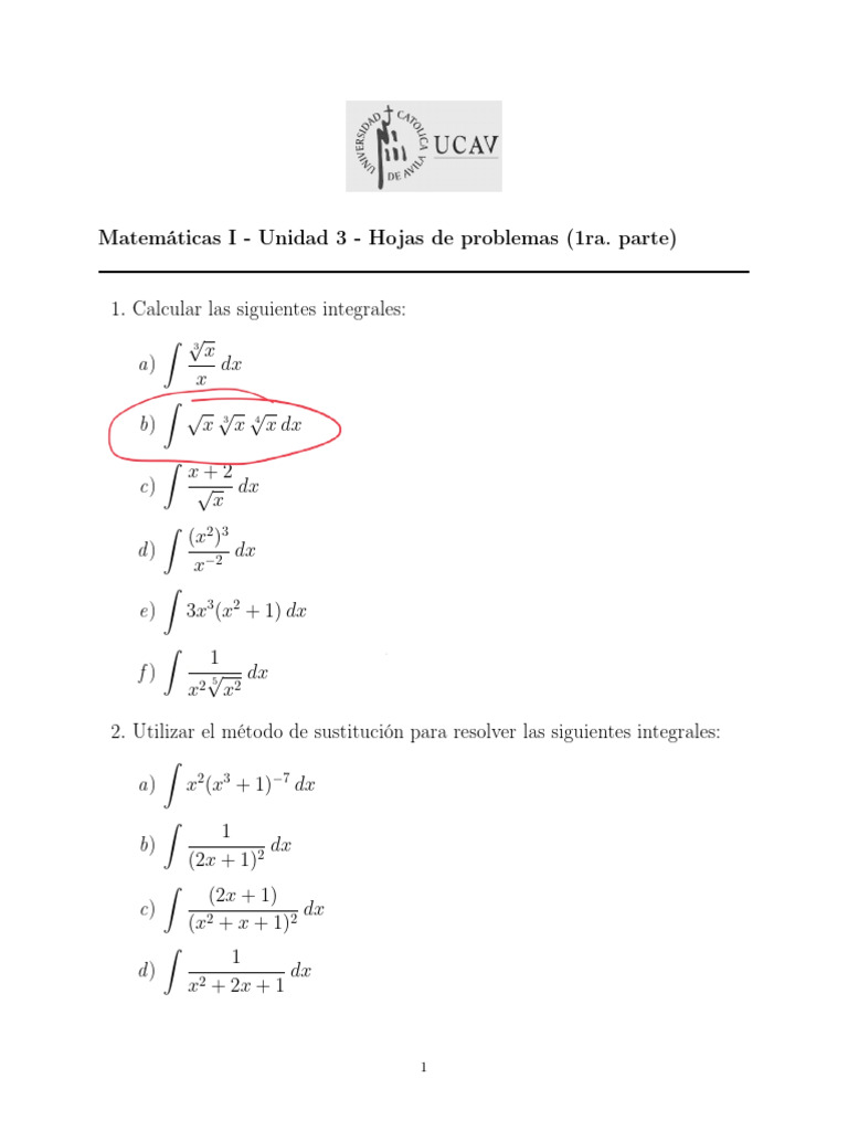Hojas de Problemas - Unidad 3 | PDF | Matemáticas | Análisis matemático