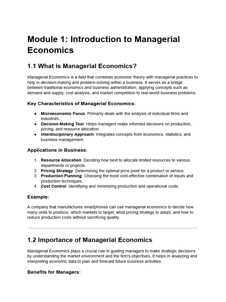Module 1 - Introduction To Managerial Economics | PDF | Elasticity (Economics) | Demand