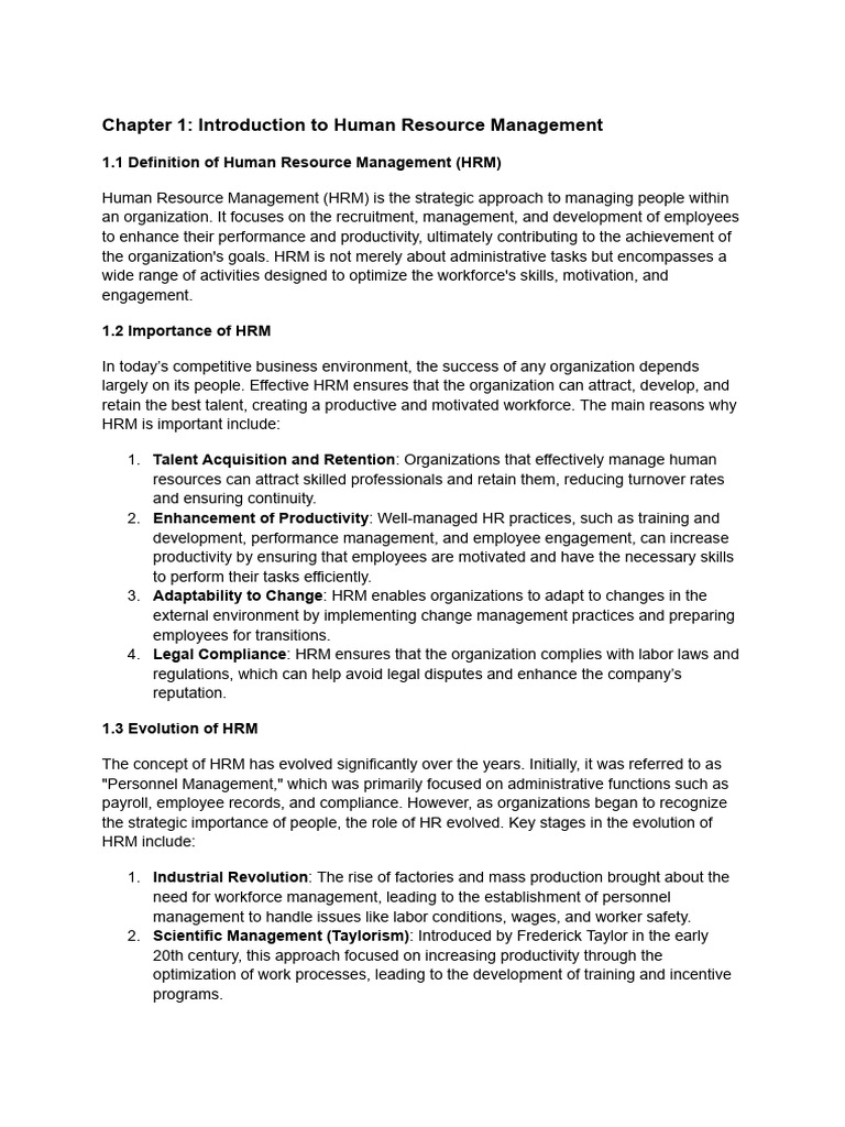Chapter 1_ Introduction to Human Resource Management - Google Docs ...