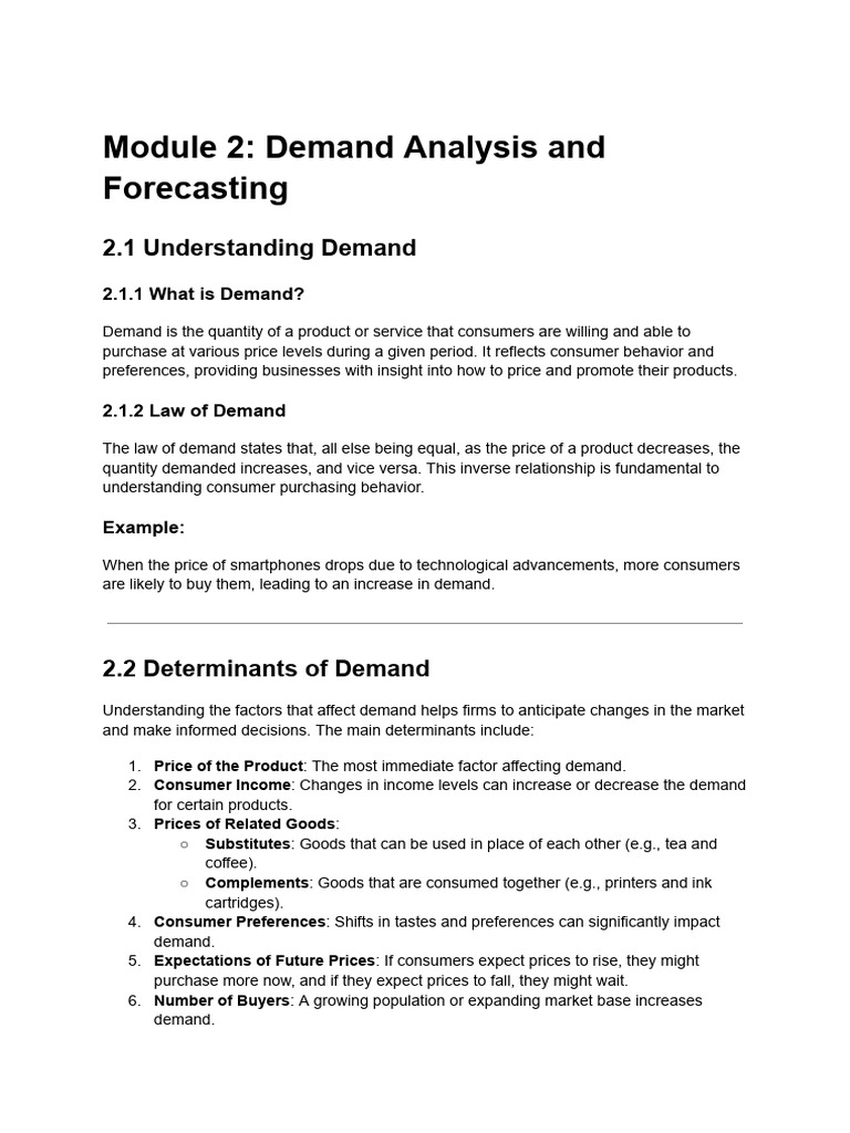 Module 2 - Demand Analysis and Forecasting | PDF | Demand | Price Elasticity Of Demand