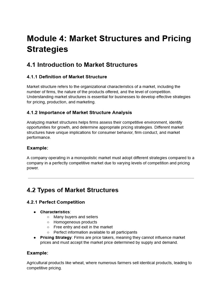 Module 4 - Market Structures and Pricing Strategies | PDF | Pricing ...