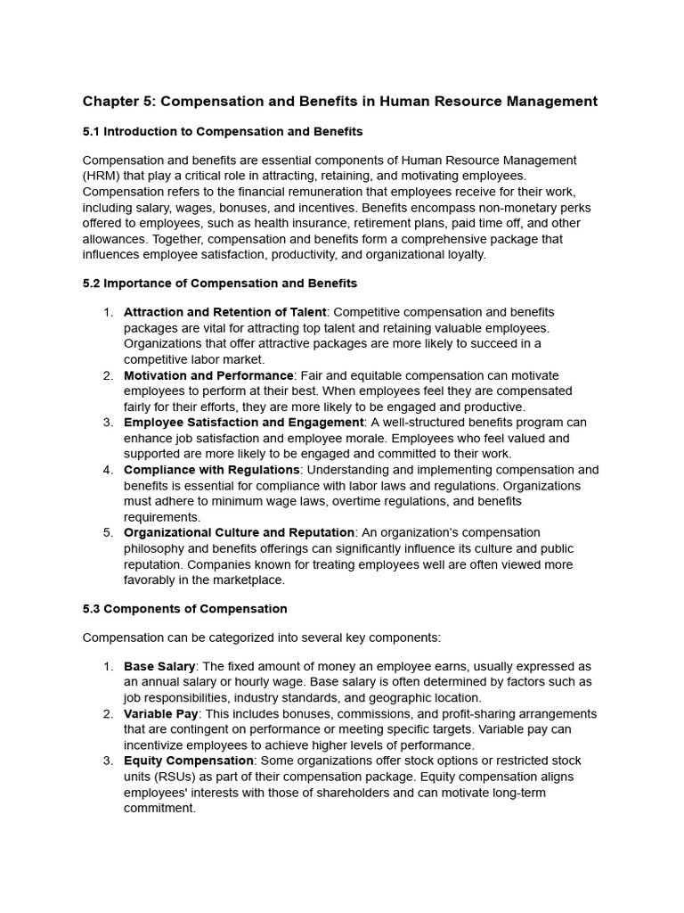 Chapter 5 - Compensation and Benefits in Human Resource Management ...