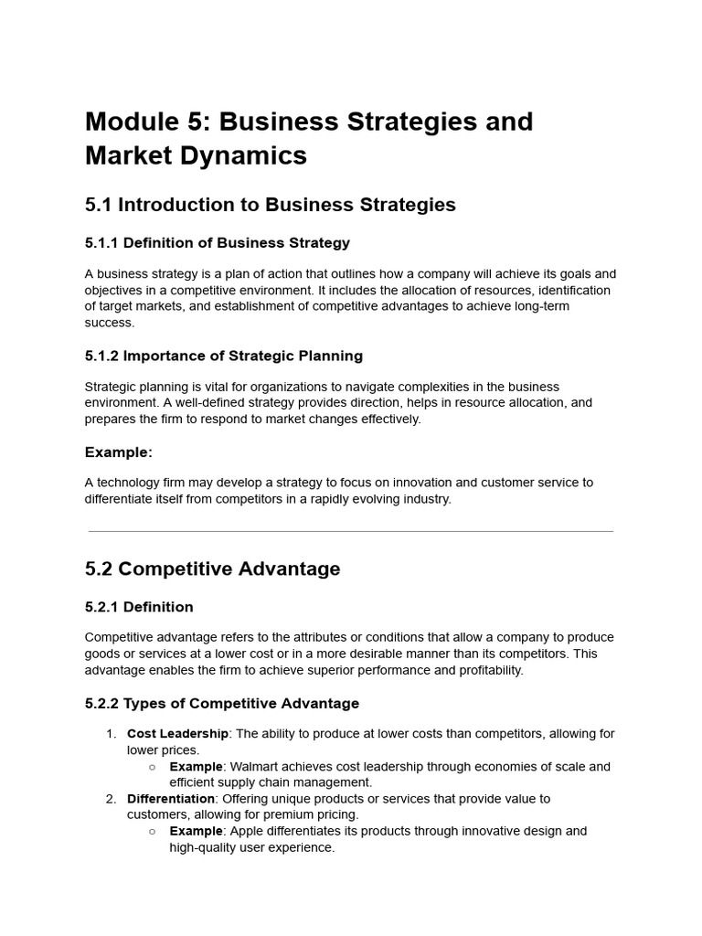 Business Strategies and Market Dynamics | PDF | Strategic Management ...