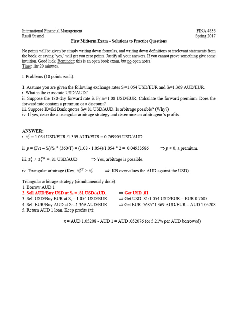 Practice_Exam_1_Solutions | PDF | Errors And Residuals | Purchasing Power Parity