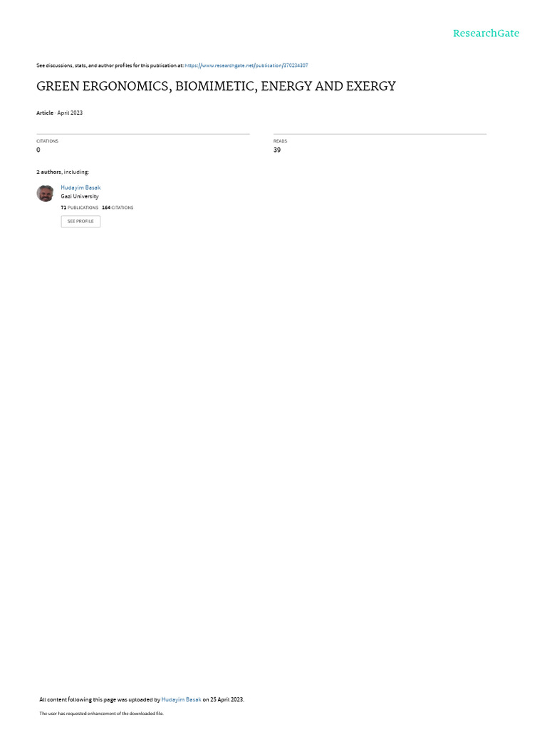 GREEN ERGONOMICS, BIOMIMETIC, ENERGY AND EXERGY | PDF | Exergy ...