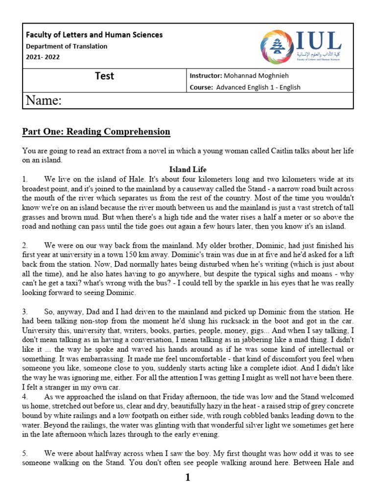 Advanced - English Test | PDF