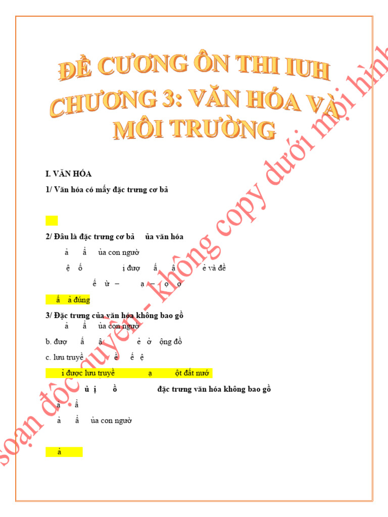 Đề cương QTH CHƯƠNG 3 | PDF