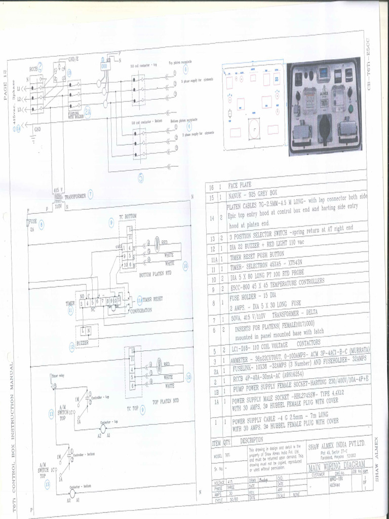 ALMEX - Main Wiring Diagram Drawing For T6Ti Control Box Instruction ...