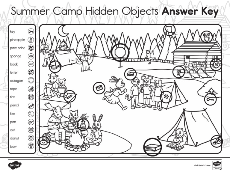 Answer Key Summer Camp Hidden Objects Activity | PDF | Young Adult ...