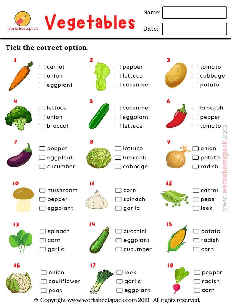 Vegetable Quiz Free Picture Test | PDF