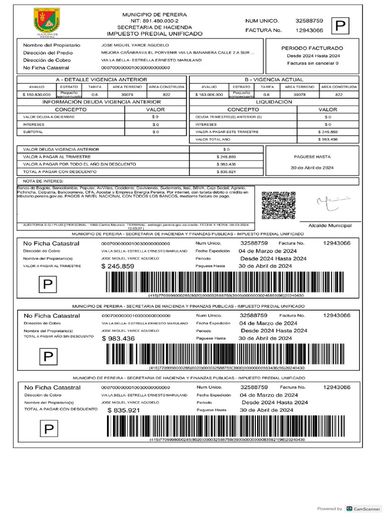 Recibo Predial Predio Sirviente | PDF