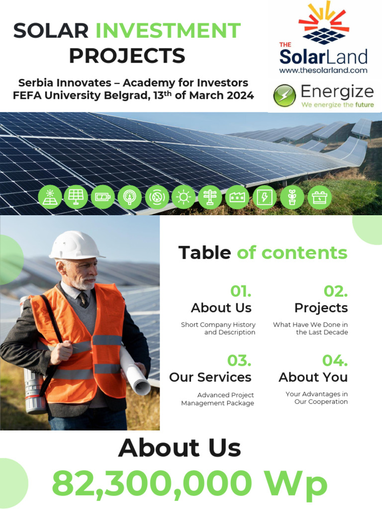 Energize & The Solar Land Solar Investment Projects | PDF | Solar Power ...