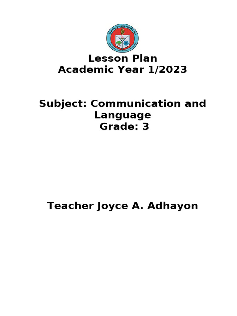 Grade 3 Communication Lesson Plan | PDF | Vocabulary | Classroom