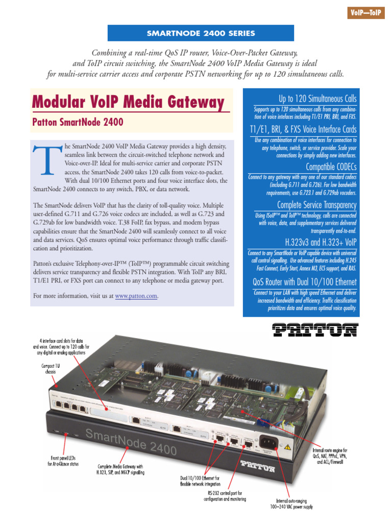 sn2400 Datasheet | PDF | Voice Over Ip | Public Switched Telephone Network