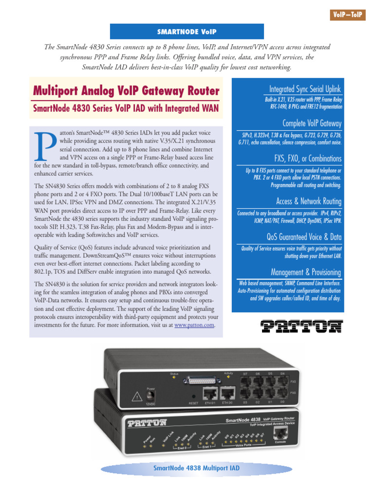 SN4830_datasheet | PDF | Voice Over Ip | Quality Of Service