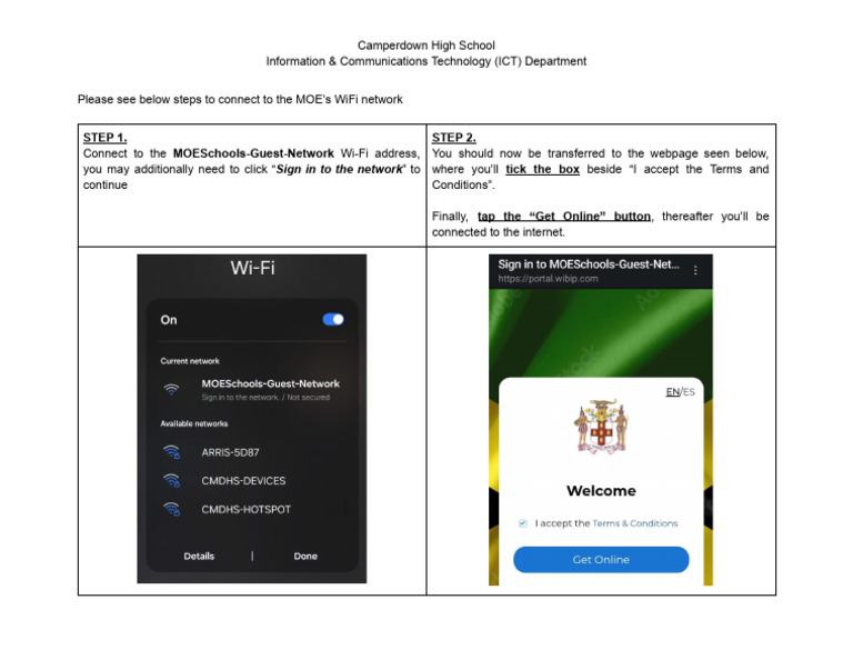 Steps To Connect To The MOE's WiFi Network | PDF | Finance & Money ...