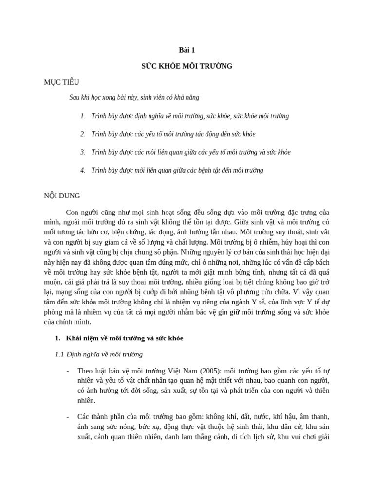 Bai 1 - Suc Khoe Moi Truong | PDF