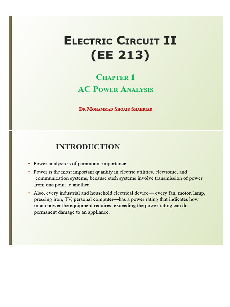 Open 1. (EE 213) Chapter 1 AC Power Analysis | PDF | Ac Power | Root ...