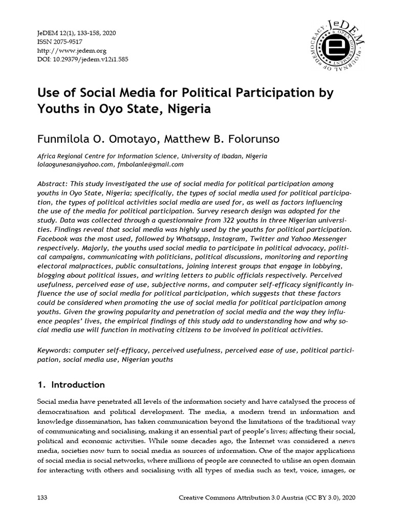 Use of Social Media For Political Participation by | PDF | Social Media ...