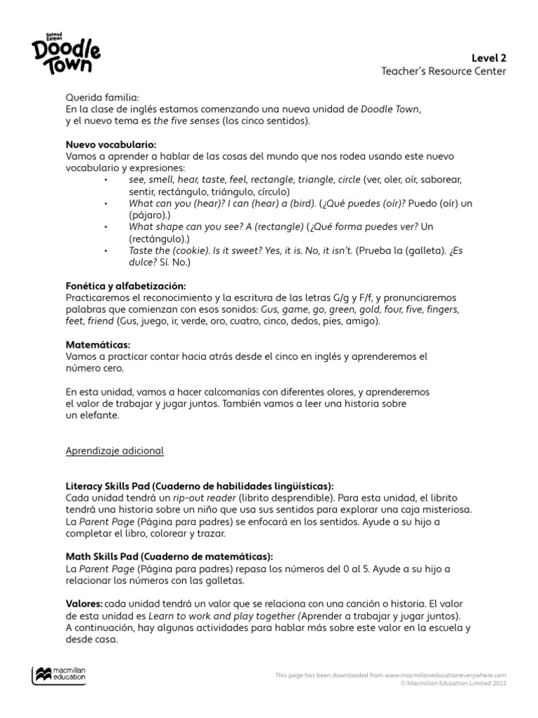 DDL2e TRC2 ParentLetter Spanish U02 | PDF