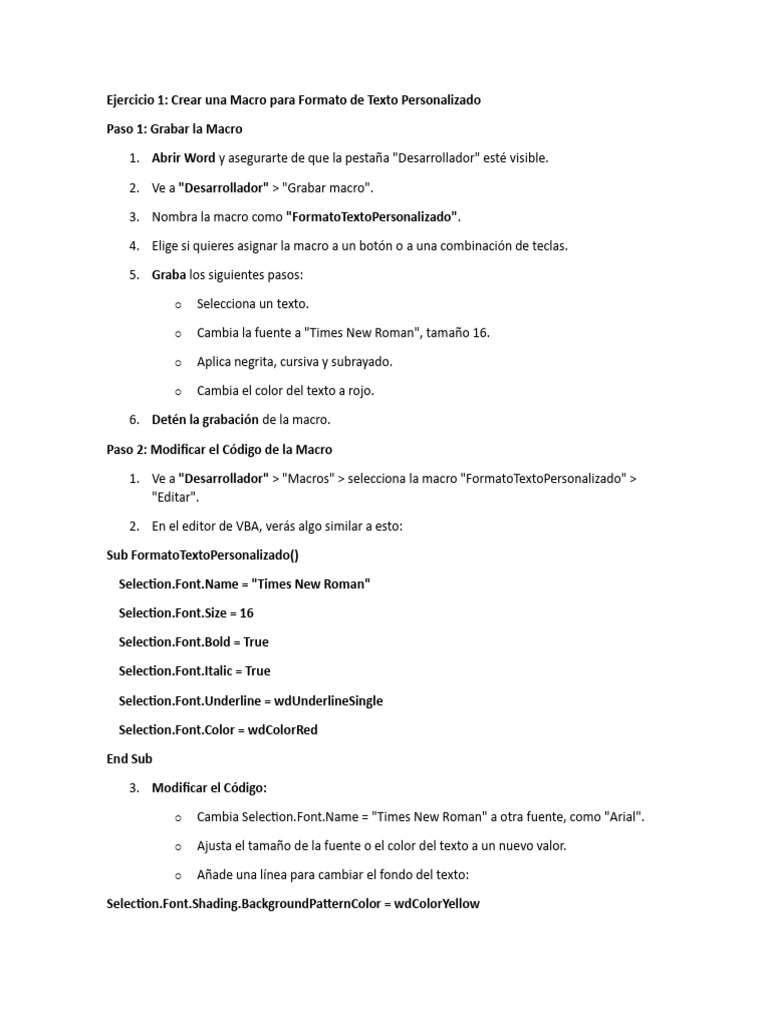 Ejercicio 1 | PDF | Macro (informática) | Informática