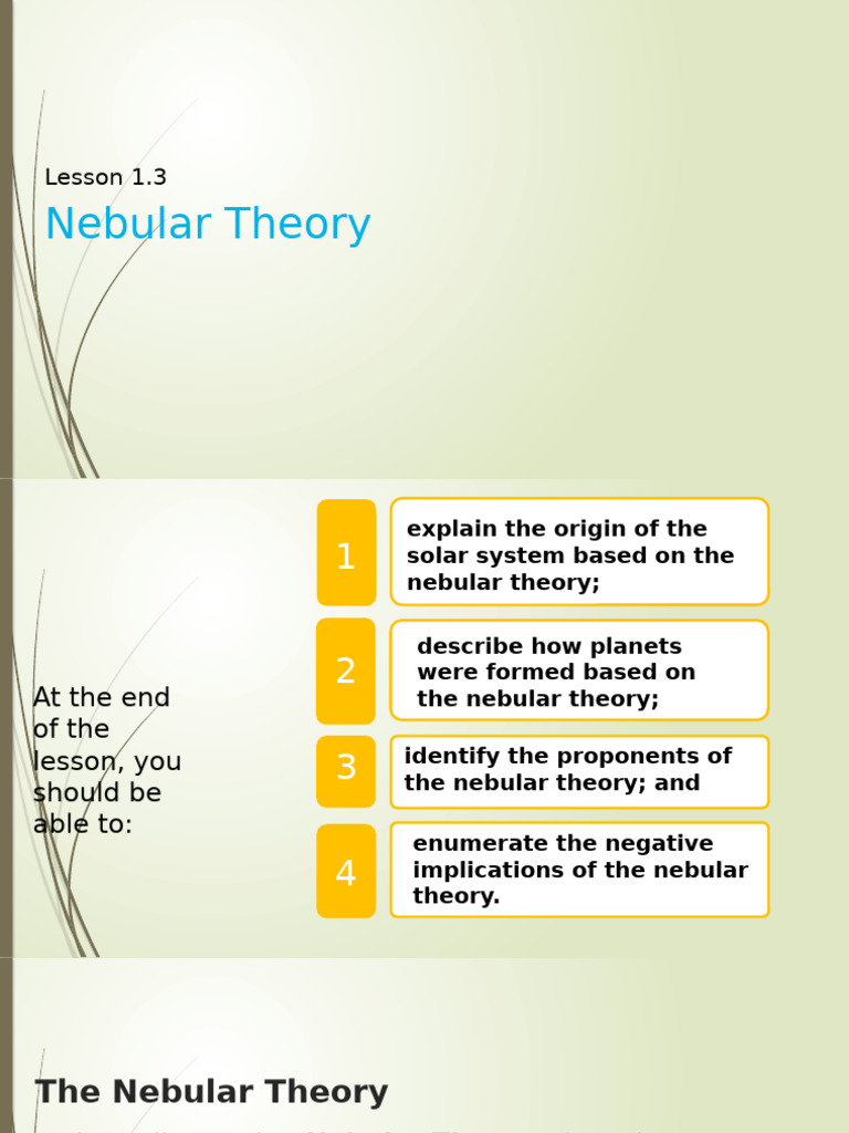 Earth and Life Science SHS 1.3 Nebular Theory | PDF | Planets | Solar System