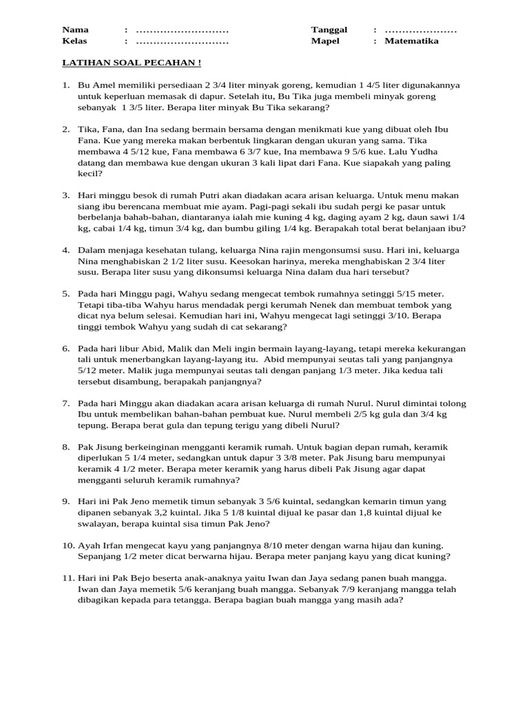 Les MTK Pecahan 1 | PDF