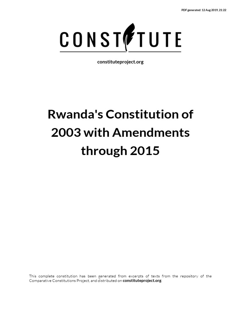 RWANDA Constitution | PDF | Marriage | Family