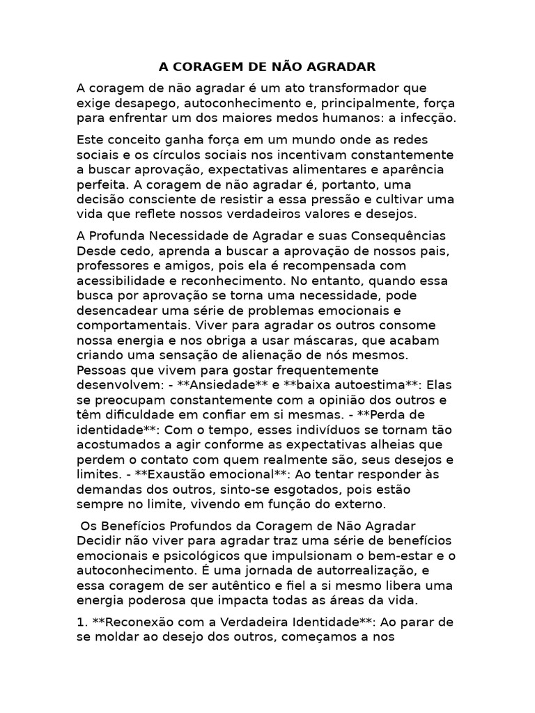 Coragem de Não Agradar | PDF | Autoajuda