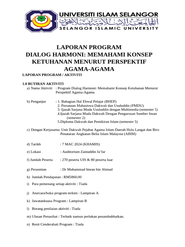 Laporan Selepas Program | PDF