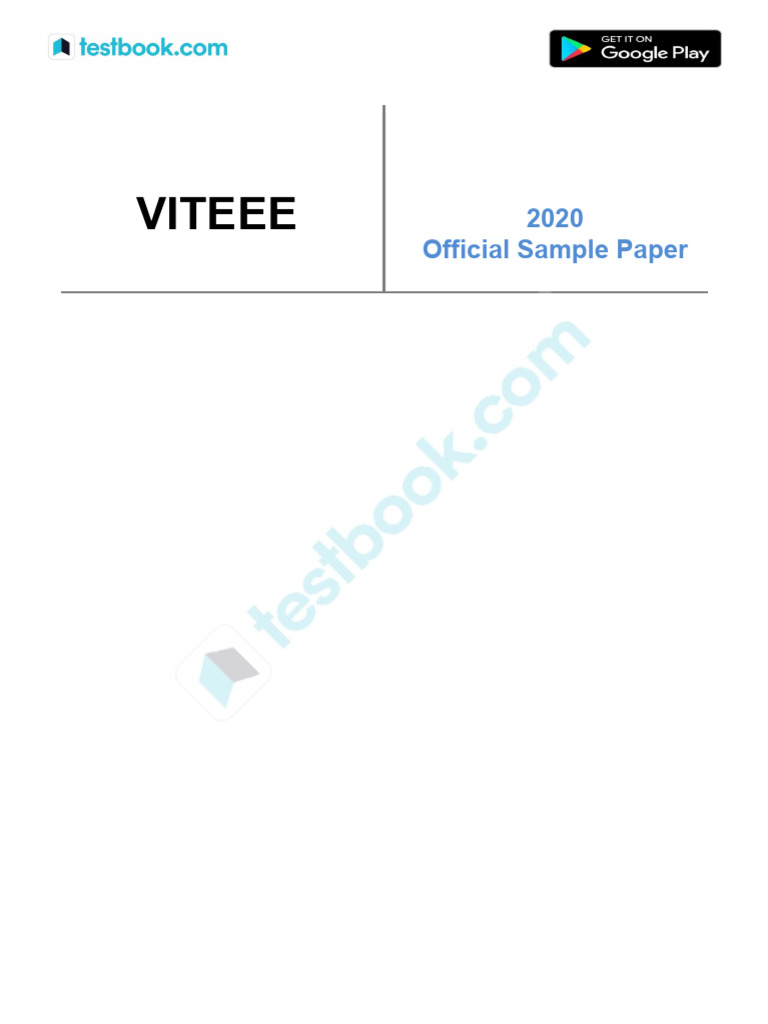 VITEEE 2020 Official Sample Paper | PDF | Voltage | Methyl Group