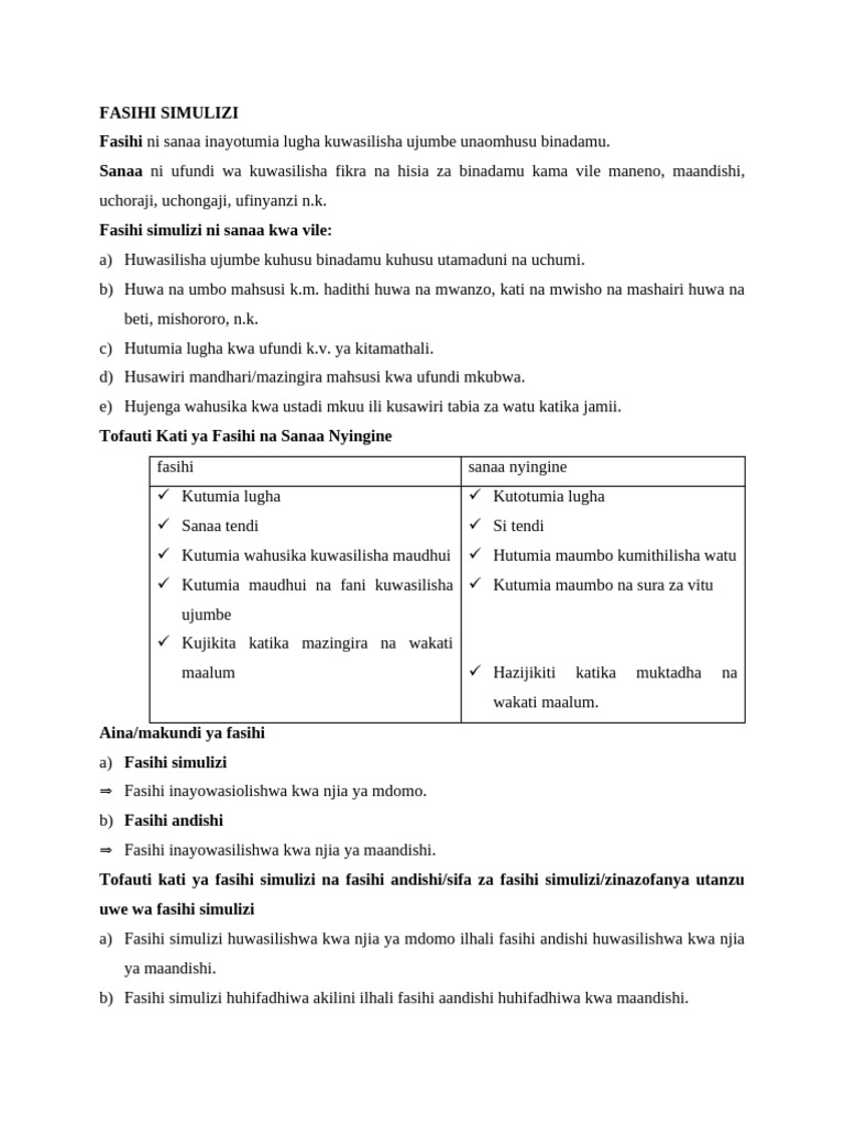 Fasihi Simulizi | PDF