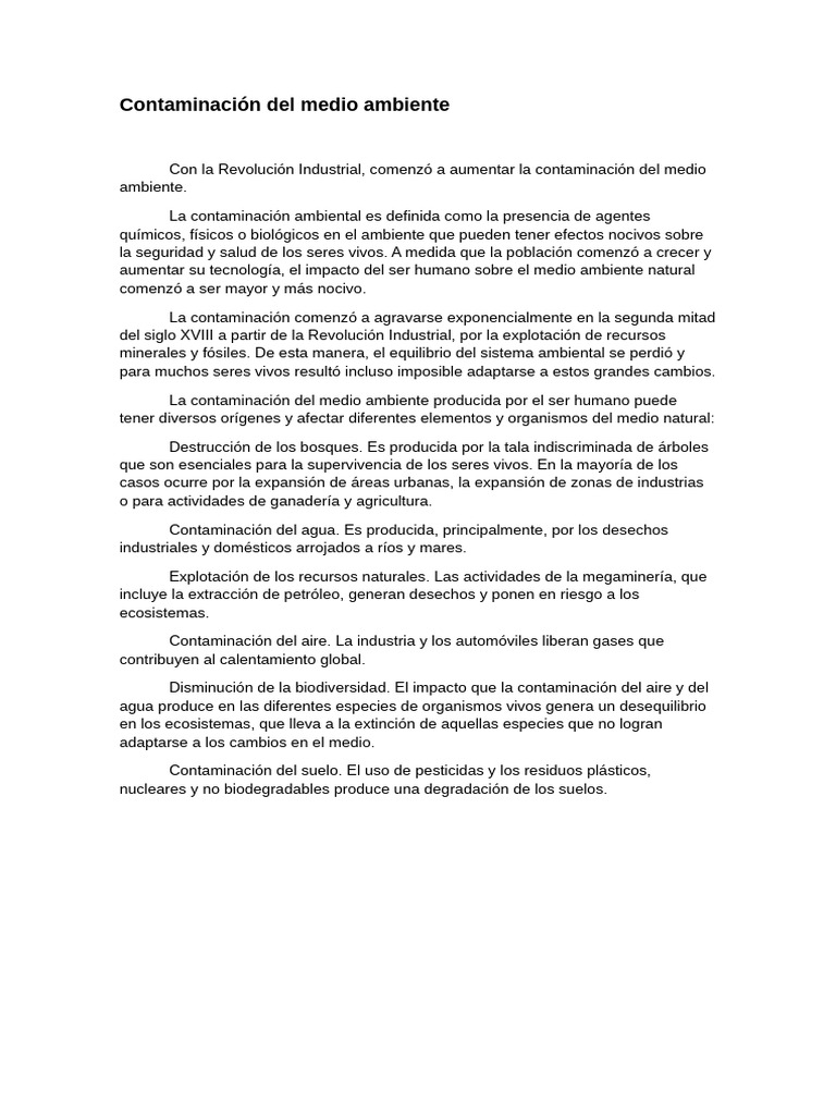 Impacto Humano en el Ambiente | PDF