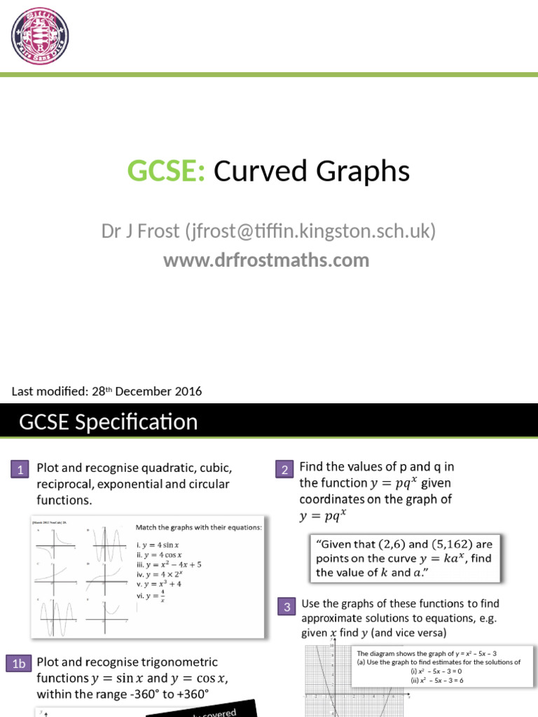 GCSE-CurvedGraphs | PDF | Equations | Quadratic Equation
