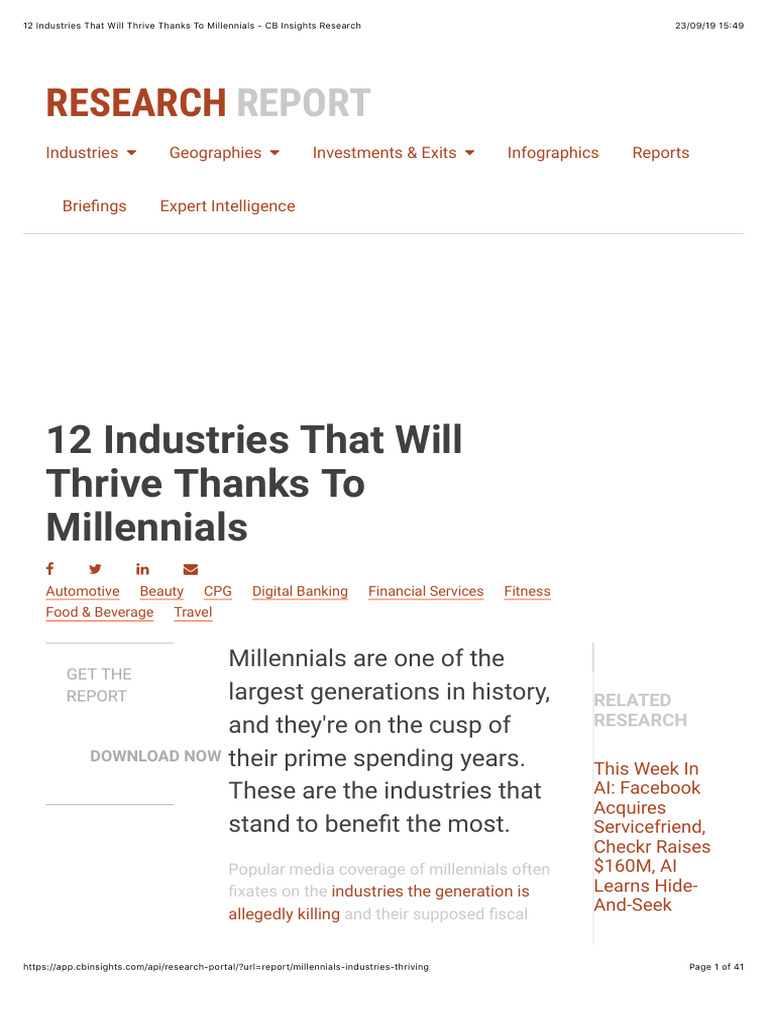 12 Industries That Will Thrive Thanks to Millennials - CB Insights ...