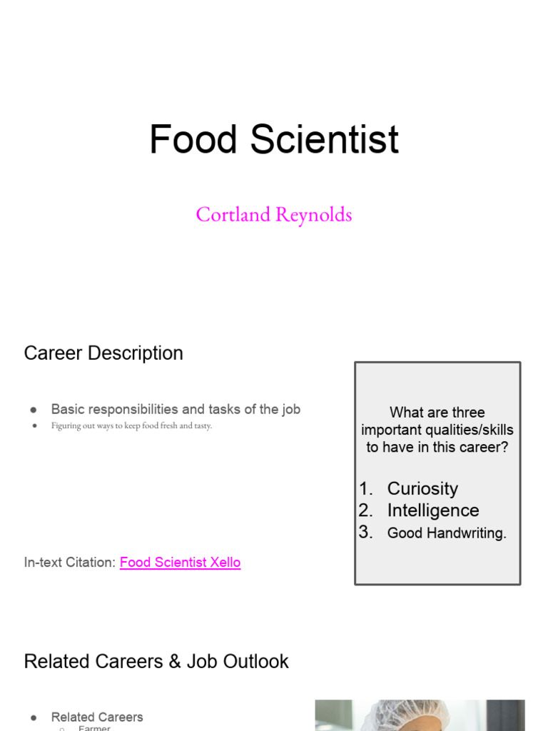 Food Scientist Career Overview and Outlook | PDF