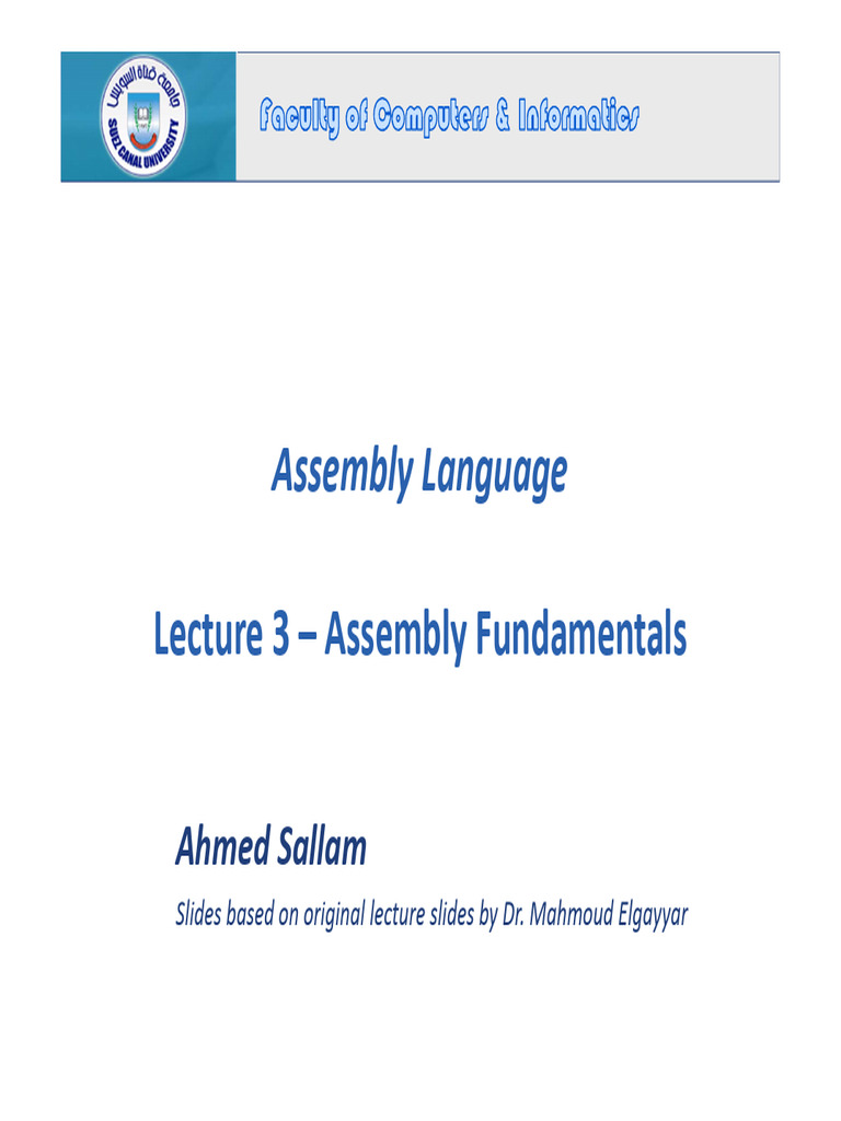 Assembly 03 Pdf Assembly Language Integer Computer Science