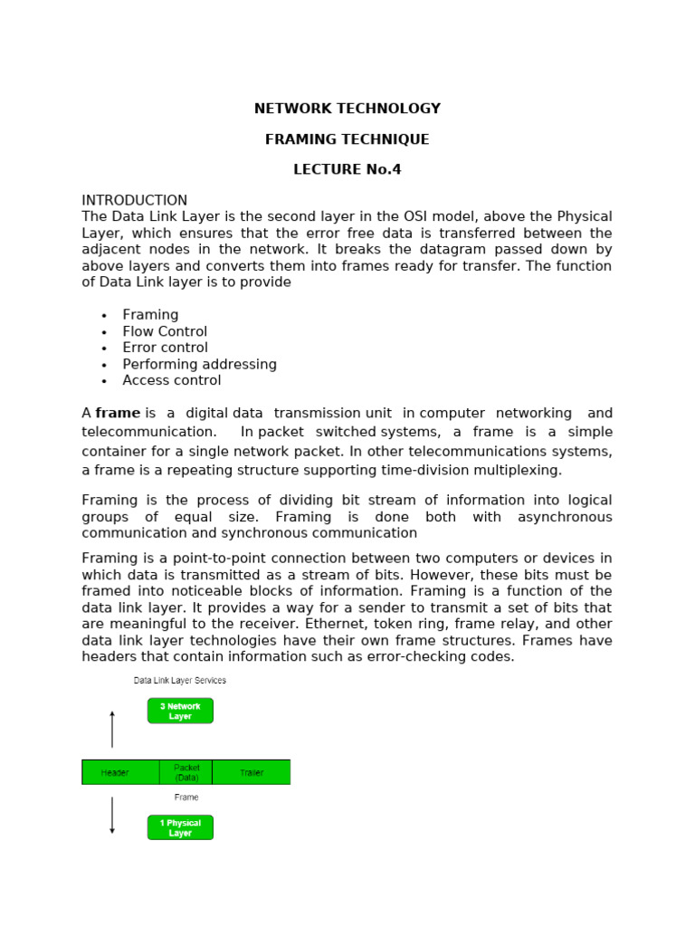Data Link Layer Framing Techniques | PDF | Computer Network ...