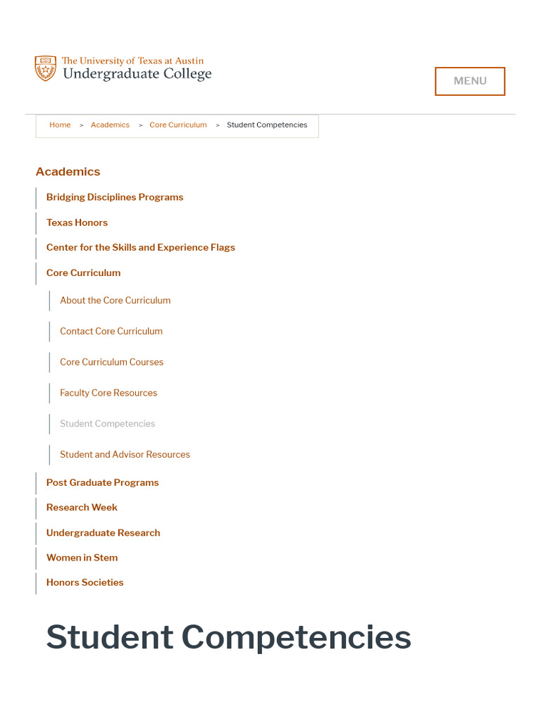 Student Competencies - TEXAS Undergraduate Studies | PDF | Science ...