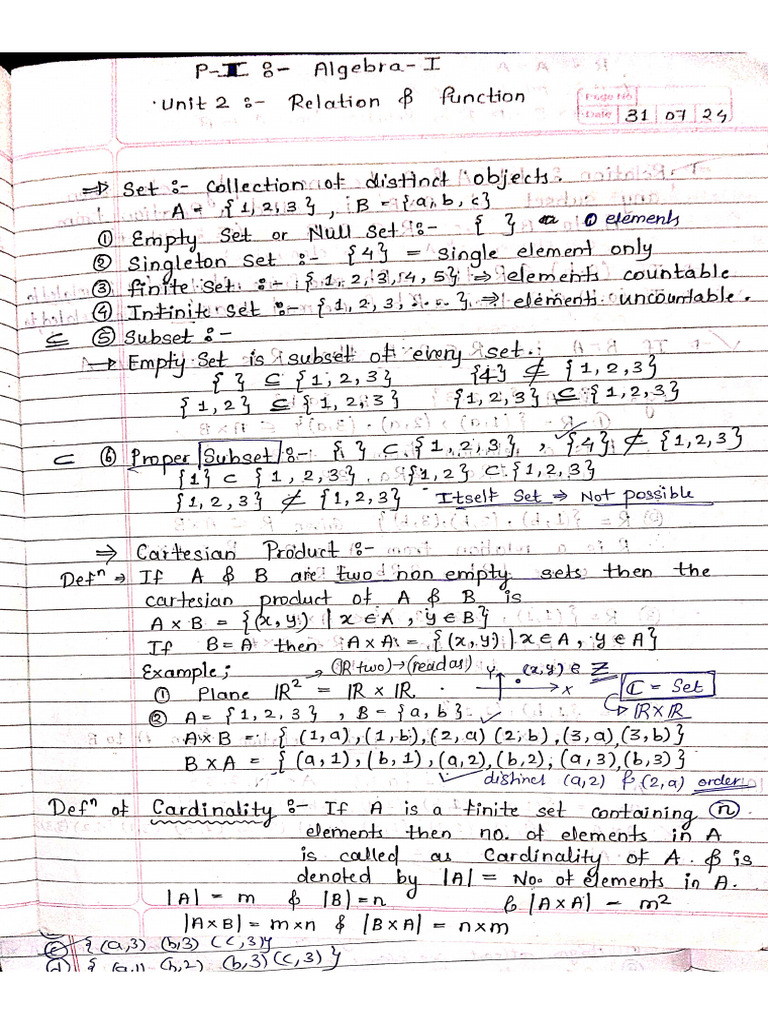 Mathematics P1 Unit (02) - Relation and Functions | PDF