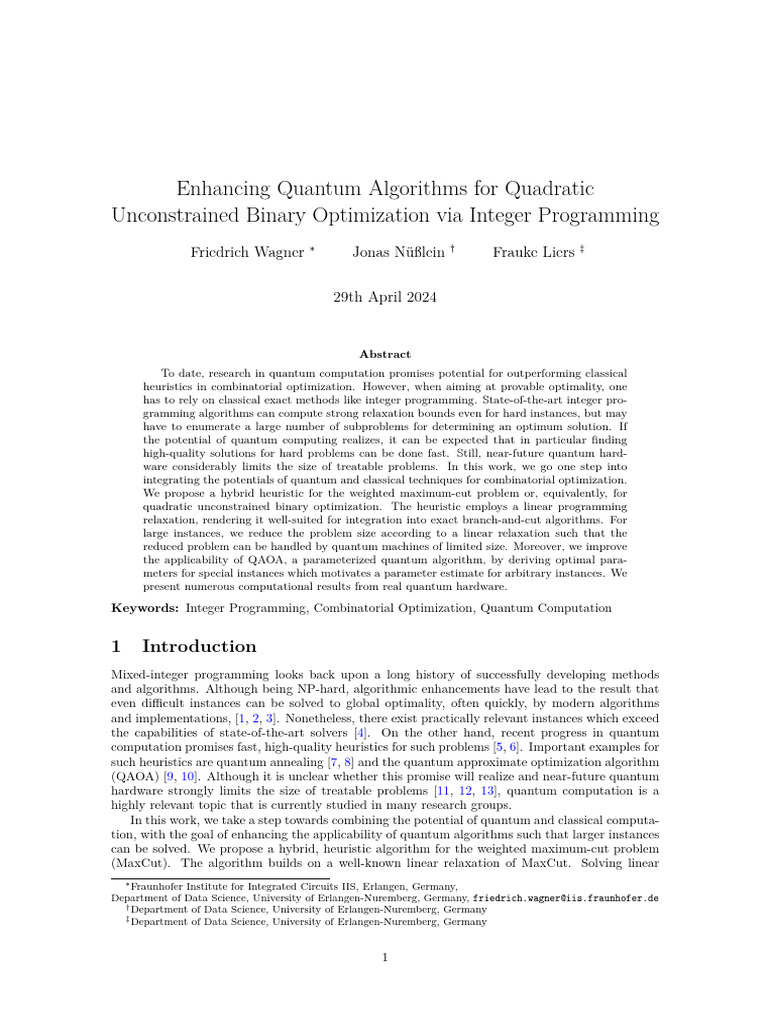 Enhancing Quantum Algorithms For Quadratic Unconstrained Binary Optimization Via Integer ...