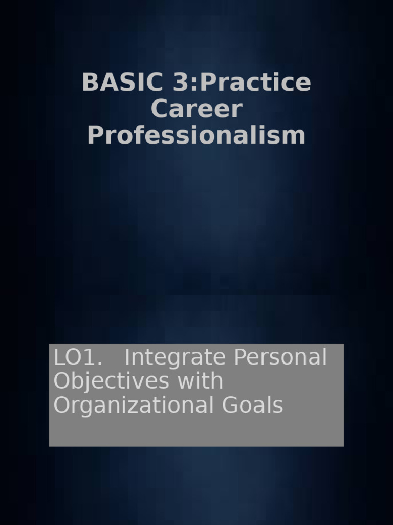 BASIC 3 Practice Career Professionalism | PDF | Communication | Hygiene