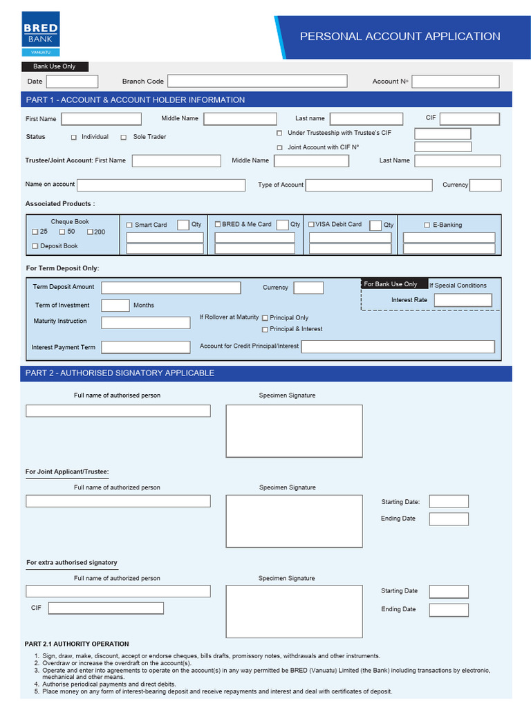 Personal Account Application Form | PDF | Banks | Indemnity