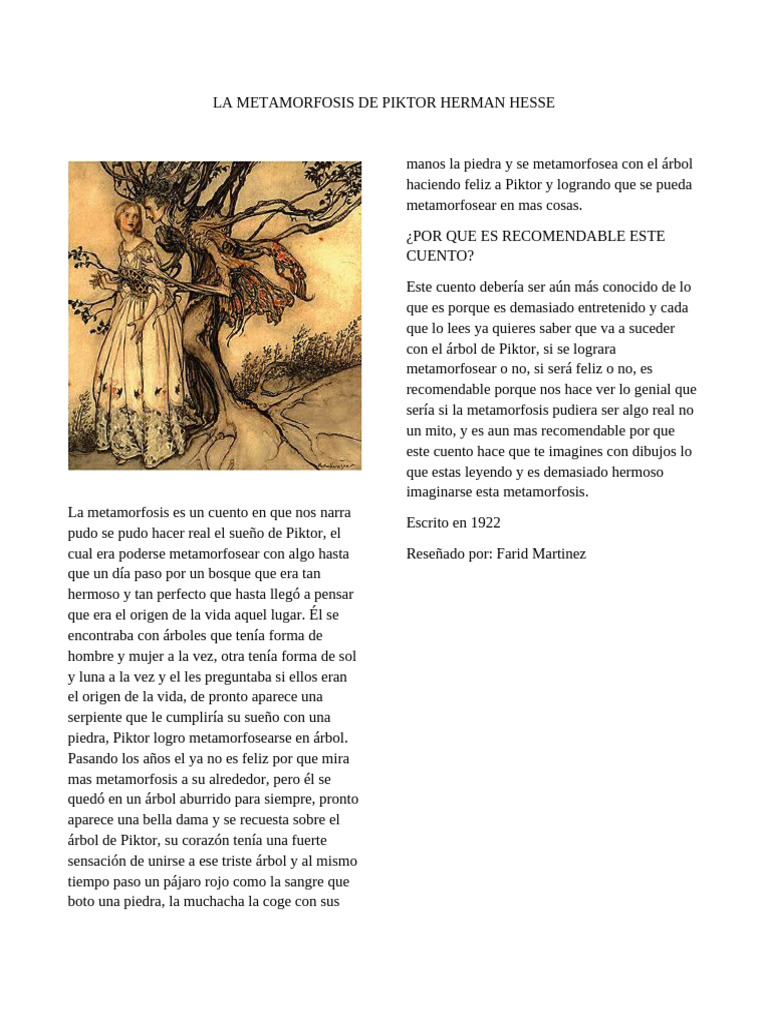 La metamorfosis de Piktor: un cuento mágico | PDF | Ficción general