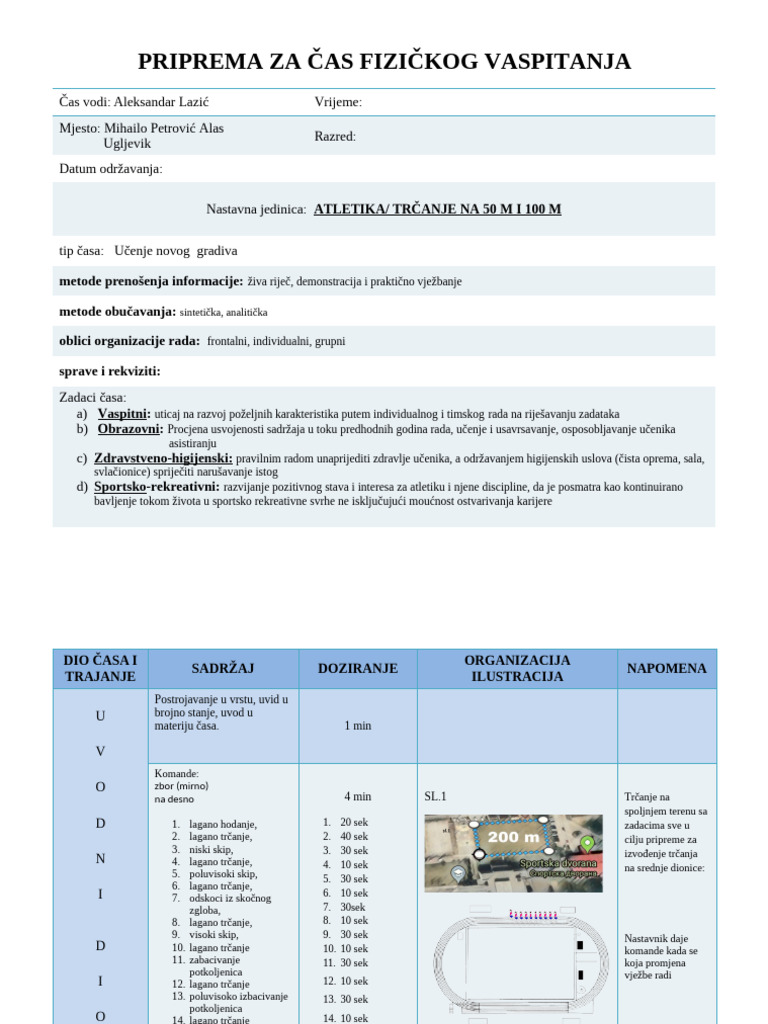 Atletika Trčanje 50 I 100 M | PDF