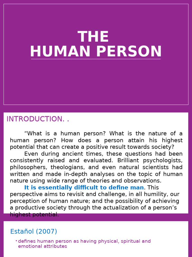Understanding the Human Person | PDF | Psychological Concepts | Psychology