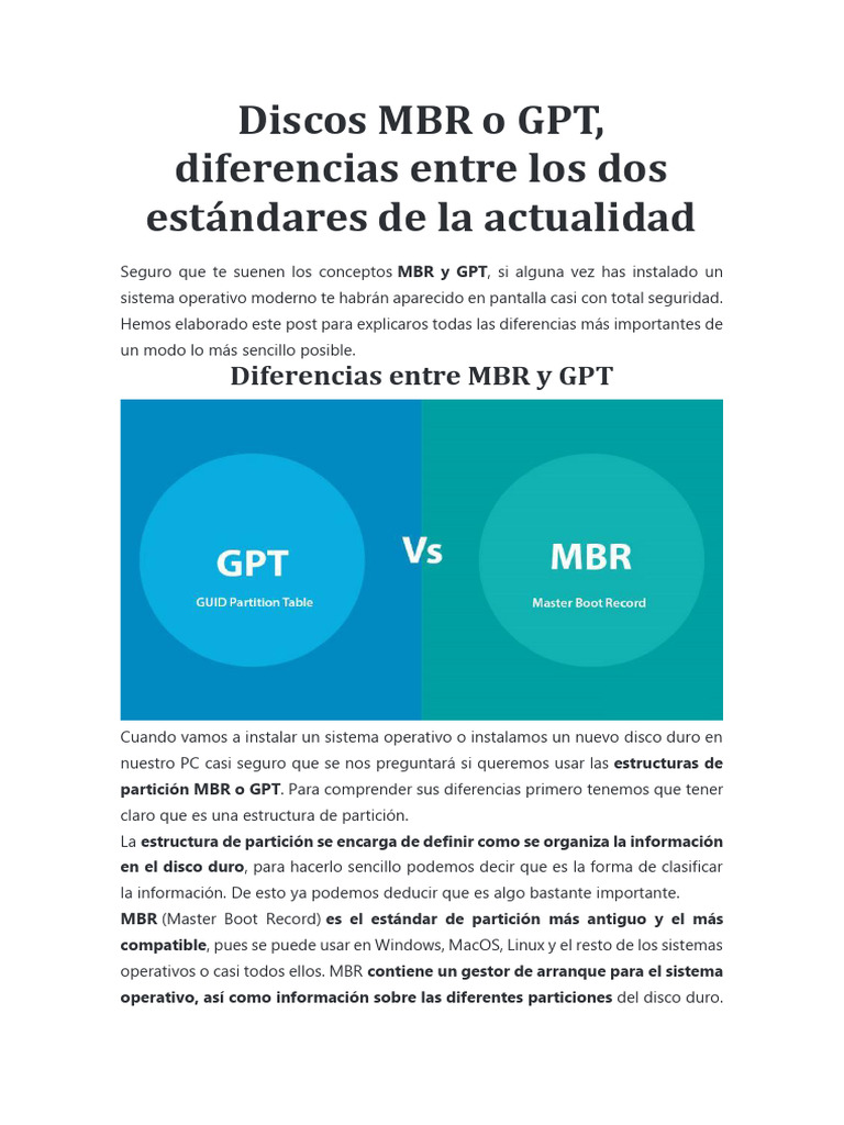 Discos MBR o GPT | PDF | Arranque | Arquitectura de Computadores