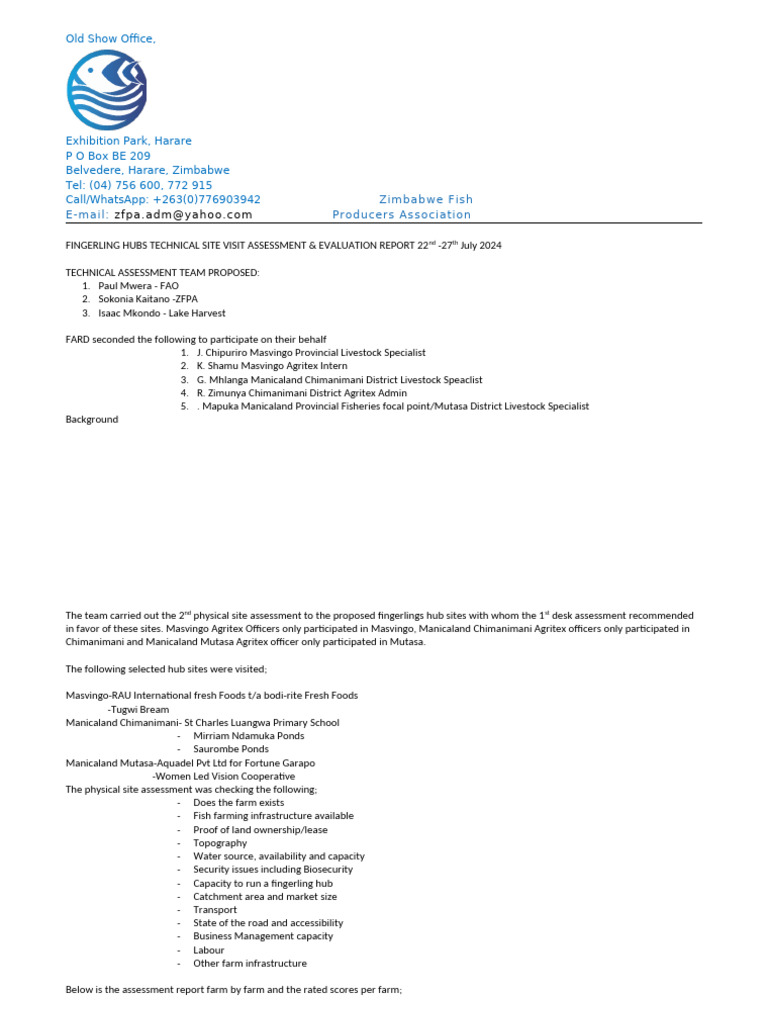FHs Site Assessment Report 2024 | PDF | Pond | Agriculture